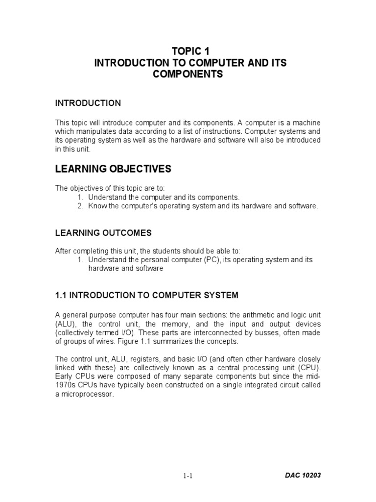 CHAPTER 1-Introduction To Computer (Module) | PDF | Random Access ...