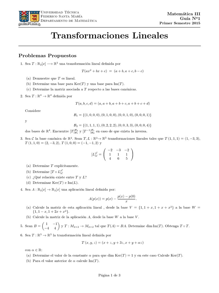 Transformaciones Lineales | PDF | Mapa lineal | Matriz (Matemáticas)