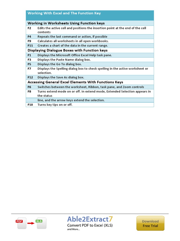 Extend Selection Mode in Excel | PDF