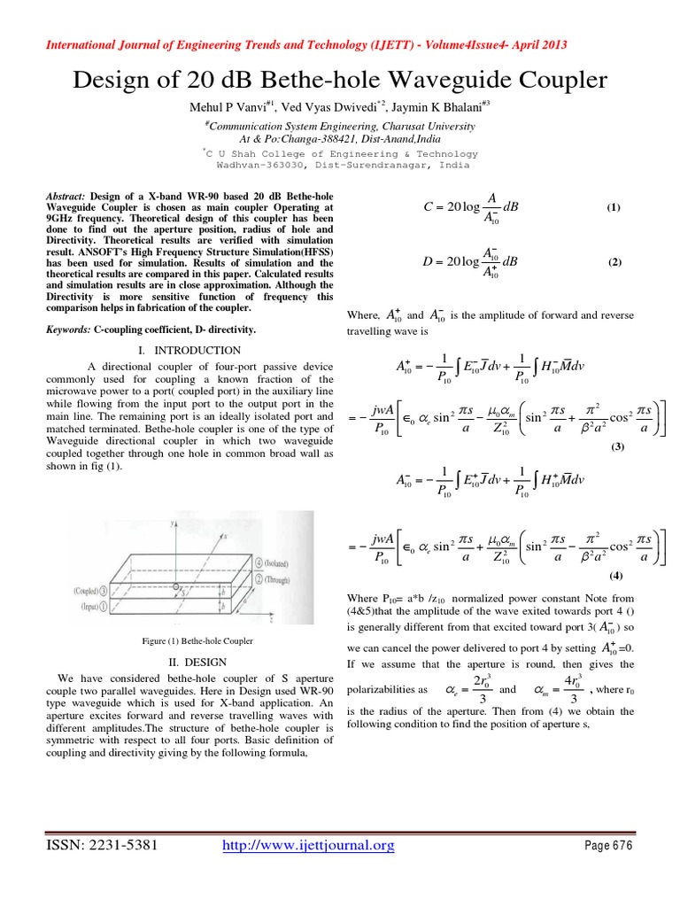 Bethe Hole Coupler | Applied And Interdisciplinary Physics | Electronics