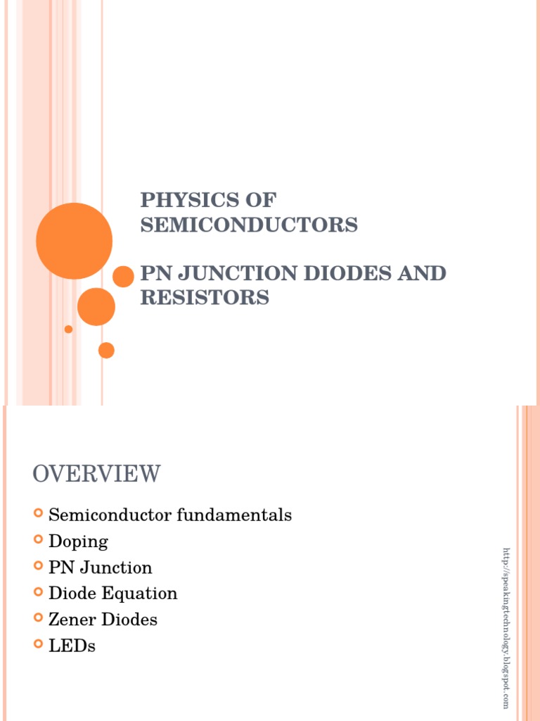 Physics of Semiconductors PN Junction Diodes and Resistors | Download Free PDF | P–N Junction ...