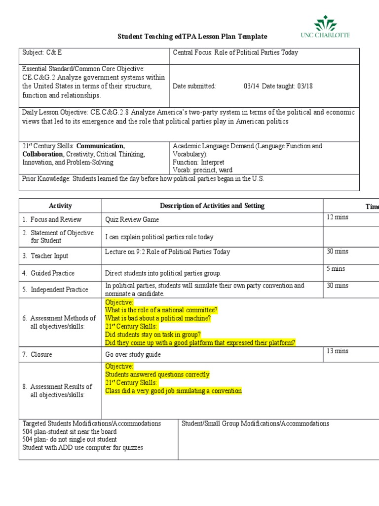 Political Parties Today Lesson Plan | PDF | Career & Growth | Art