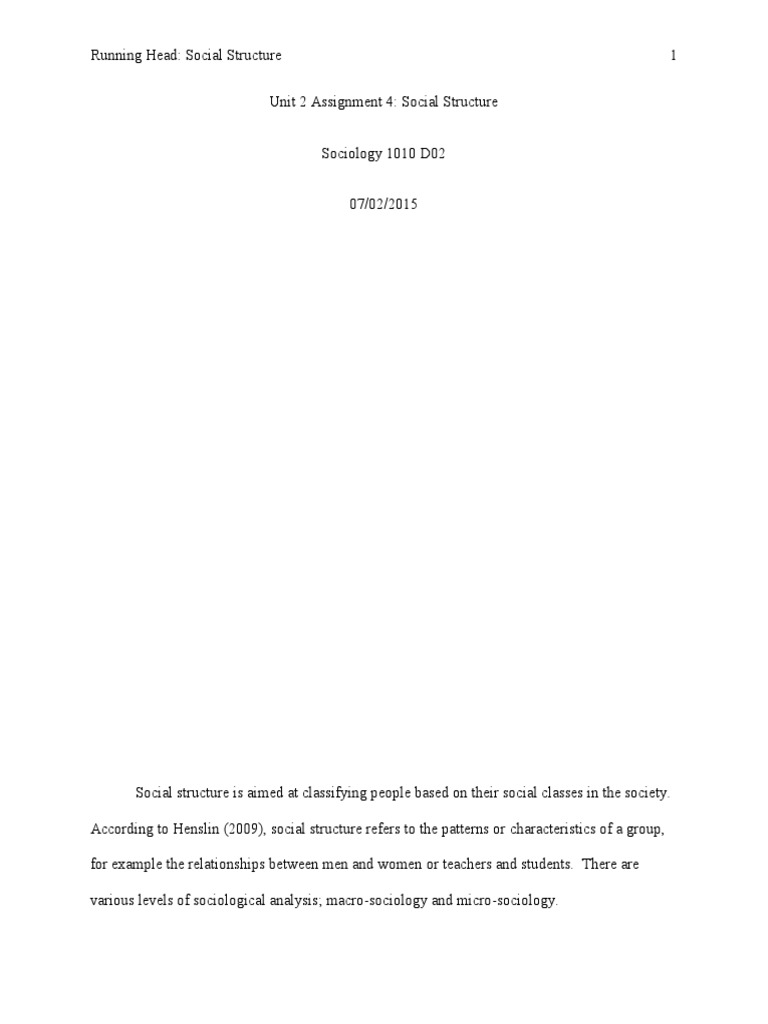 Assignment 4 Social Structure | Download Free PDF | Social Structure ...
