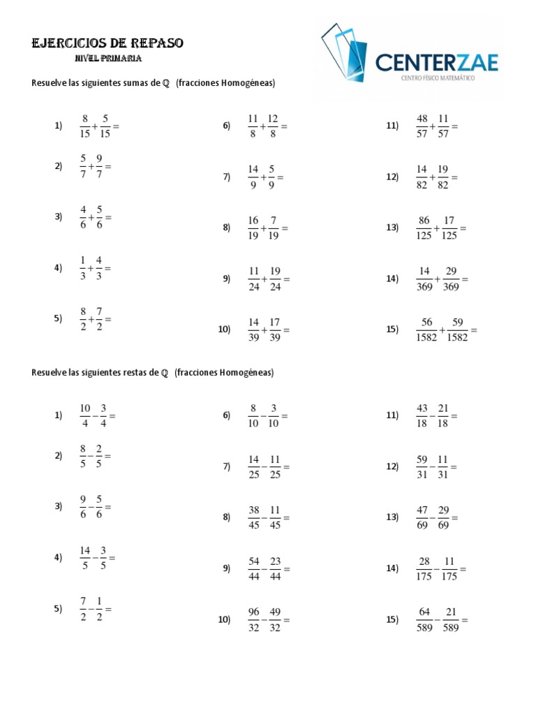 15.-Fracciones Homogeneas | PDF