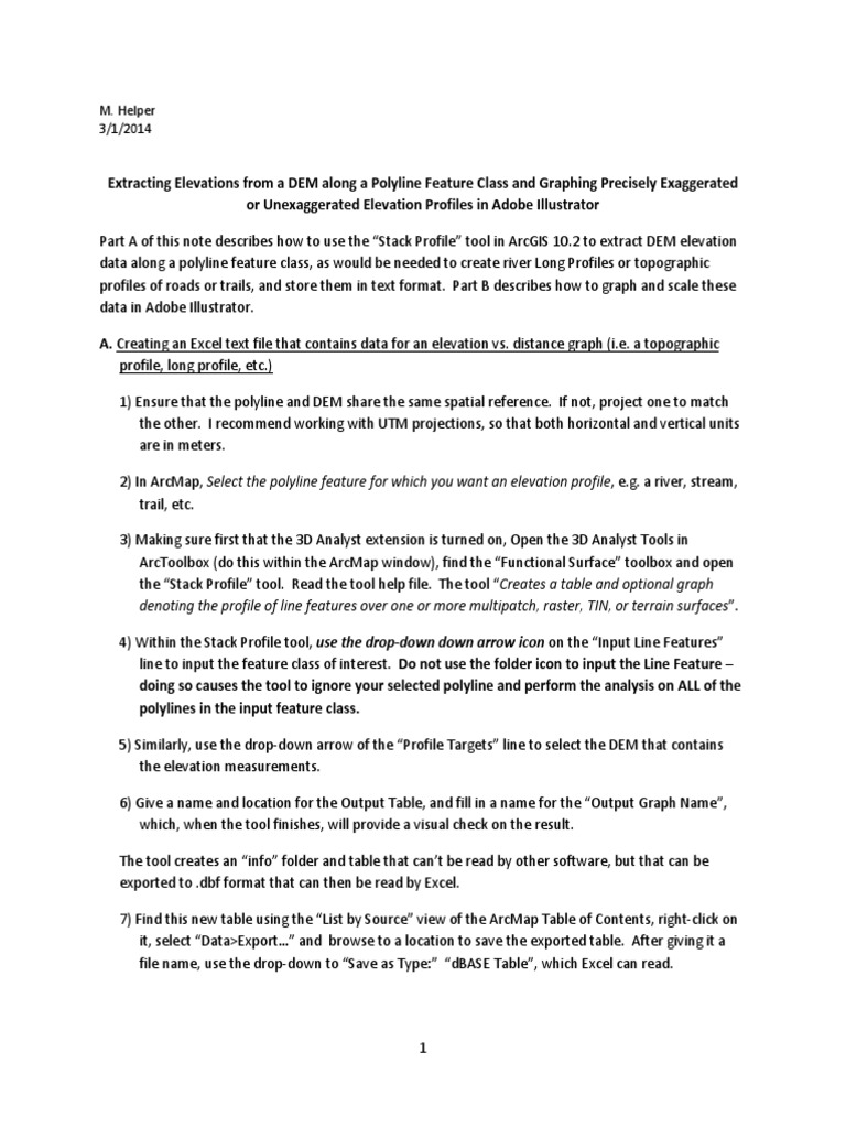 Extracting Elevations From A DEM Along A Polyline Feature Class PDF | PDF