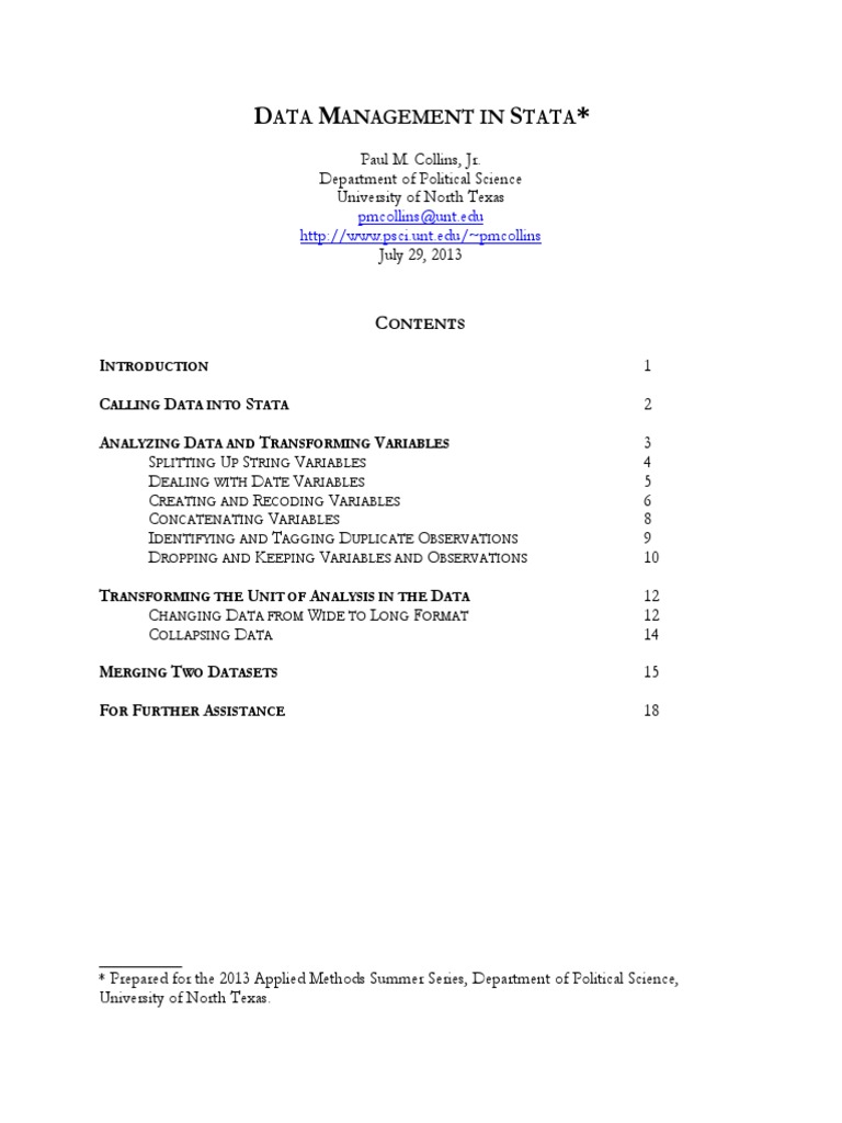 Data Management In Stata Pdf Variable Computer Science Certiorari