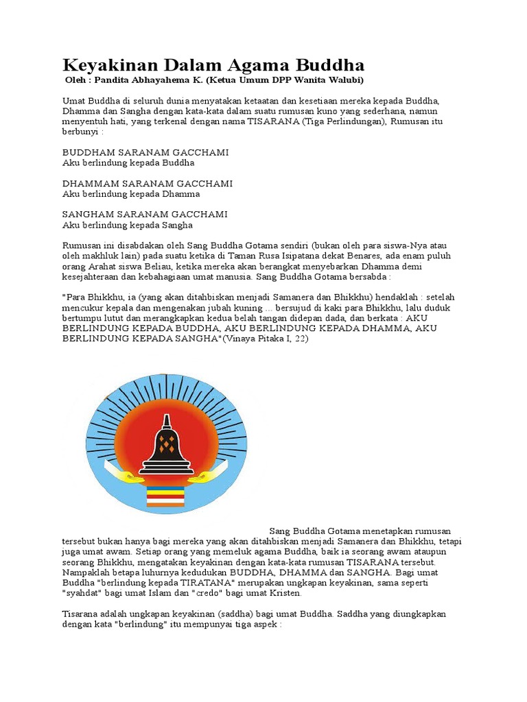 Keyakinan Umat Buddha dan Tisarana | PDF | Sains & Matematika | Agama ...