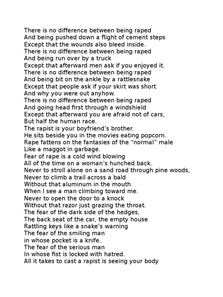 Rape Poem Marge Piercy | PDF | Human Sexual Activity | Rape