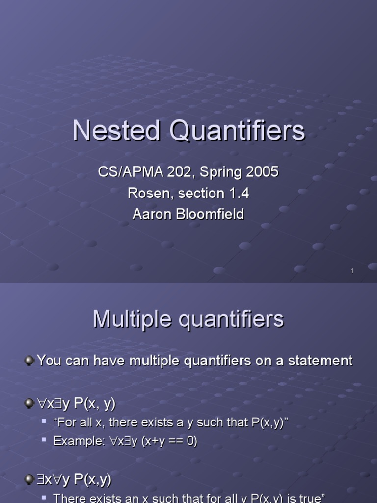 Nested Quantifiers | Logic | Metalogic
