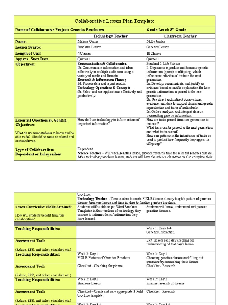 Collaborative Lesson Plan | PDF | Genetics | Lesson Plan