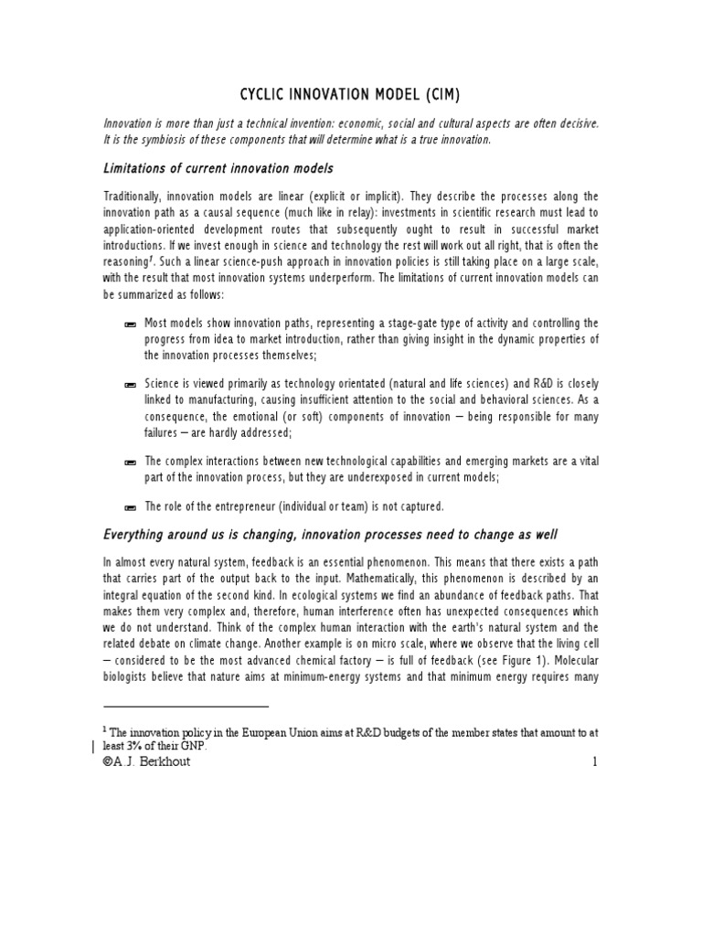 Cyclic Innovation Model (Cim) | PDF | Innovation | Scientific Method