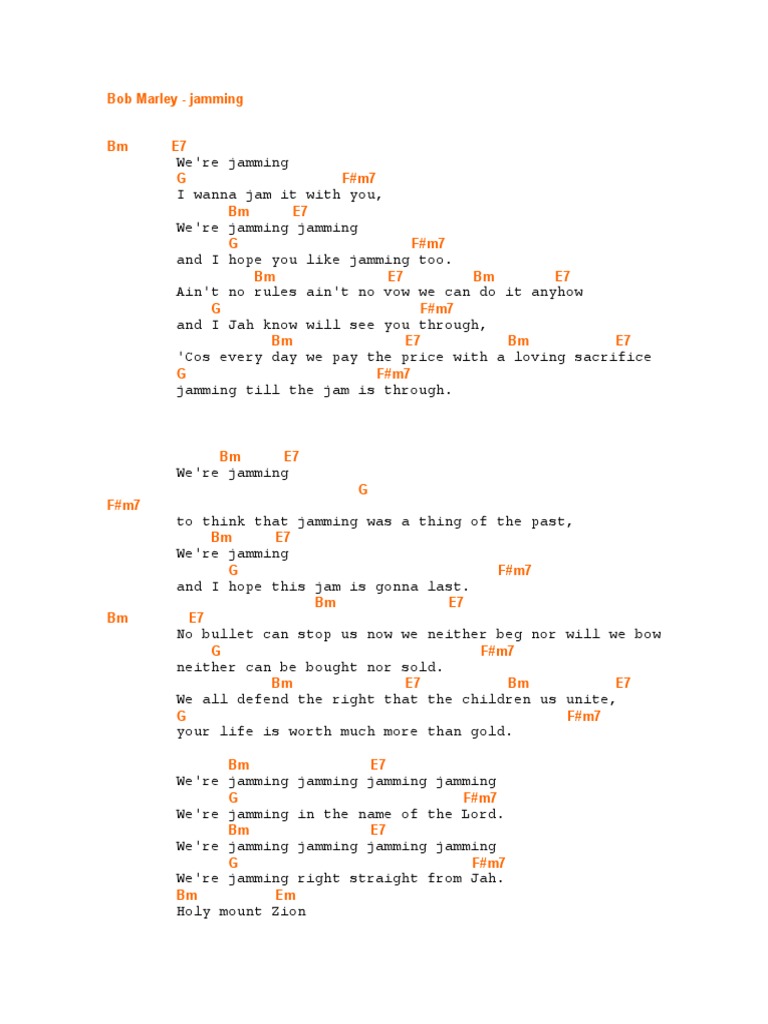 Bob Marley - Jamming Chords | PDF