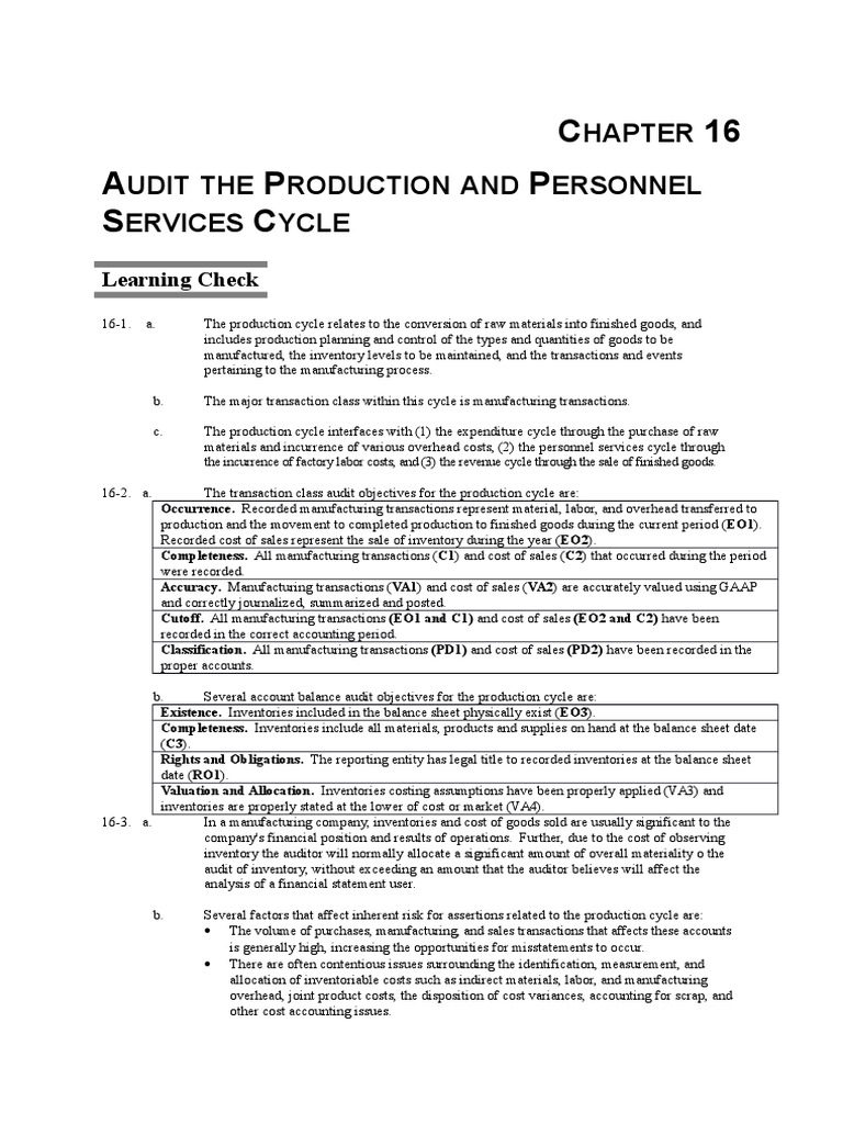 Modern Auditing Chapter 16 | PDF | Cost Of Goods Sold | Inventory