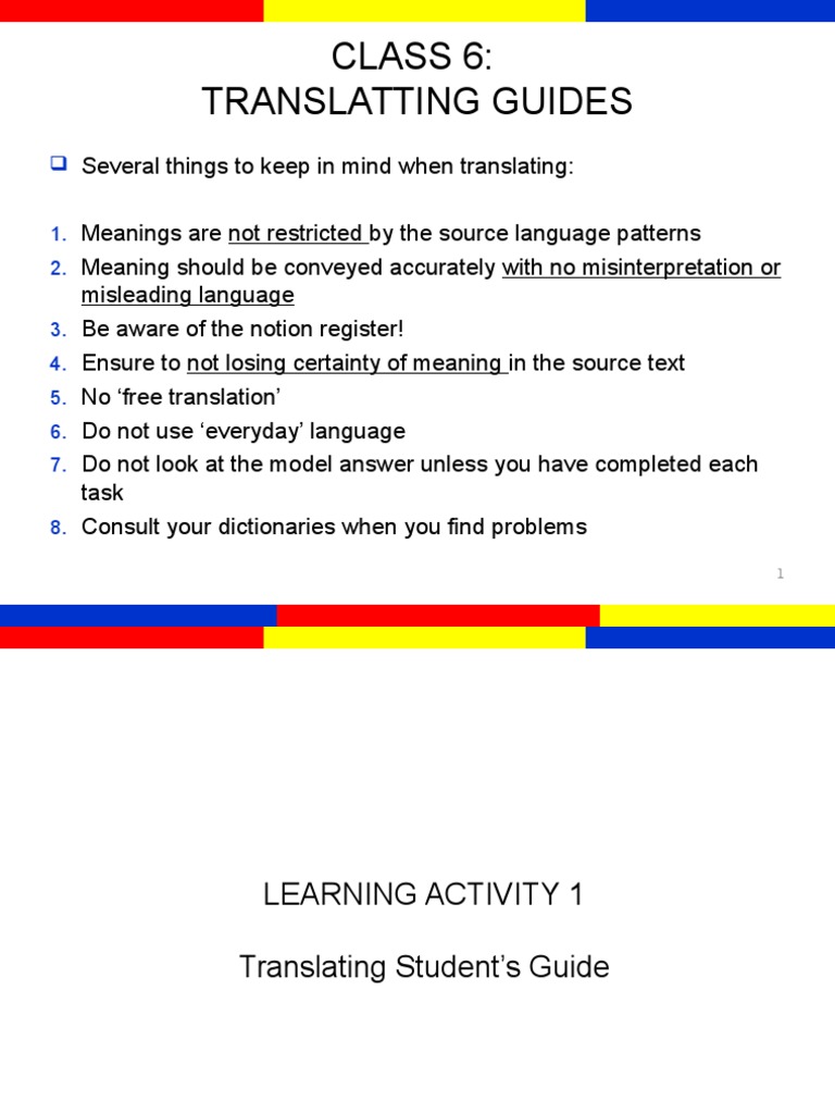 Class 6 Translation Guidelines | PDF | Grammar | Cognitive Science