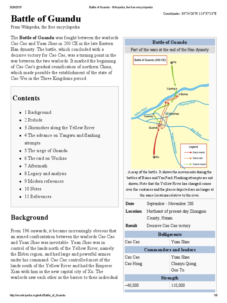 Battle of Guandu | PDF | Asian Royal Families | Han Dynasty