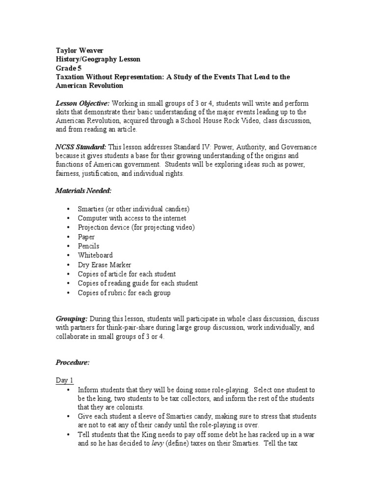 History Lesson Plan - American Revolution | PDF | United Kingdom–United ...