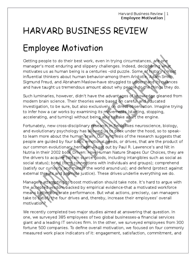 Harvard Business Review | PDF | Motivation | Motivational
