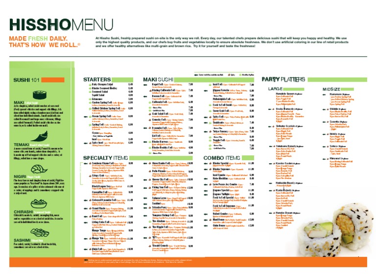 Hissho Sushi Menu PDF | PDF | Sushi | Asian Cuisine