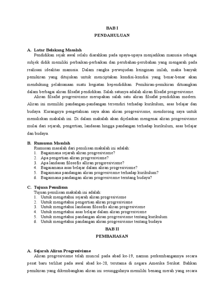 Aliran Progresivisme | PDF