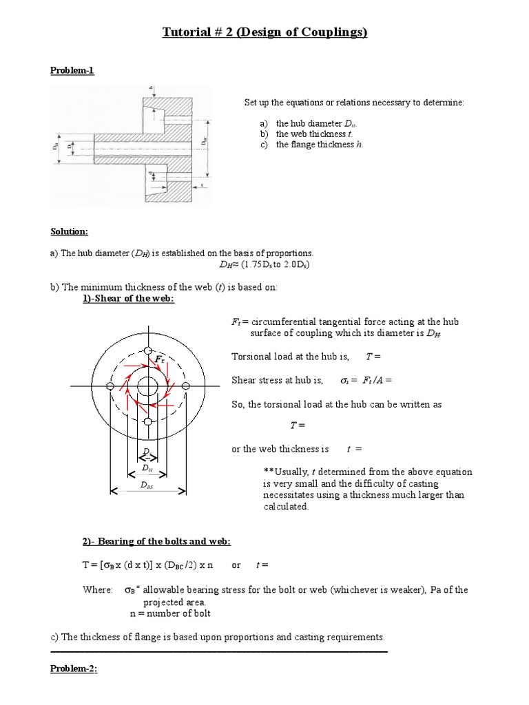 Tutorial-6 Couplings - Problems and Solutions | PDF | Screw | Strength ...