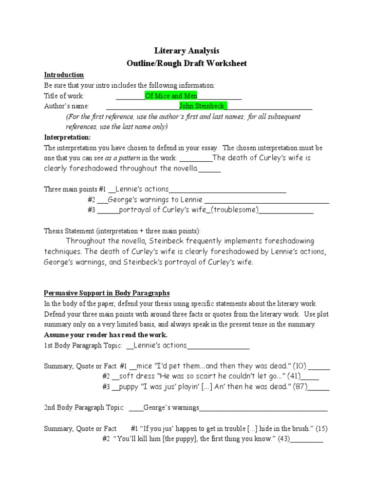 Foreshadowing in Of Mice and Men | PDF | Language Arts & Discipline ...