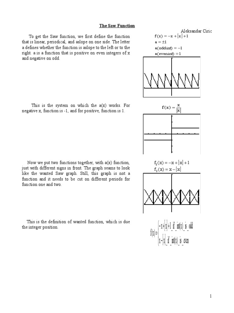 The Saw Function | PDF | Sine | Function (Mathematics)