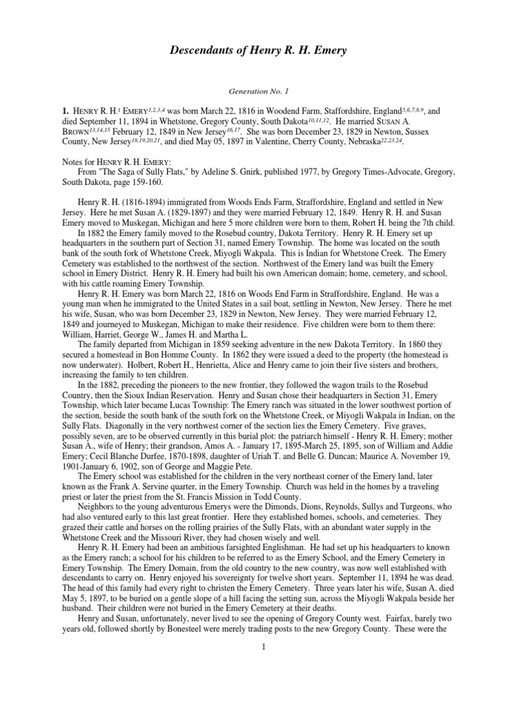 Emery Family Tree | PDF | Sioux | South Dakota