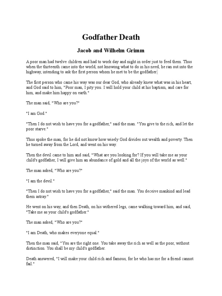 Godfather Death | PDF | Brothers Grimm | Grimms' Fairy Tales