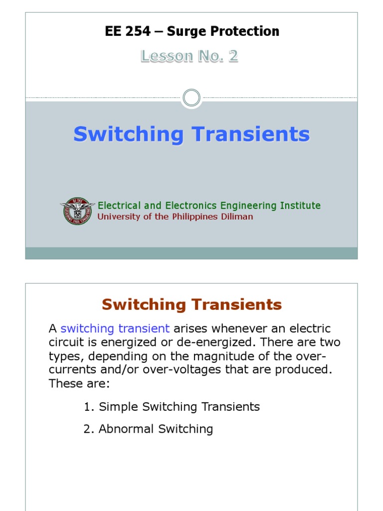 EE254-2 Switching Transients | PDF | Capacitor | Transformer