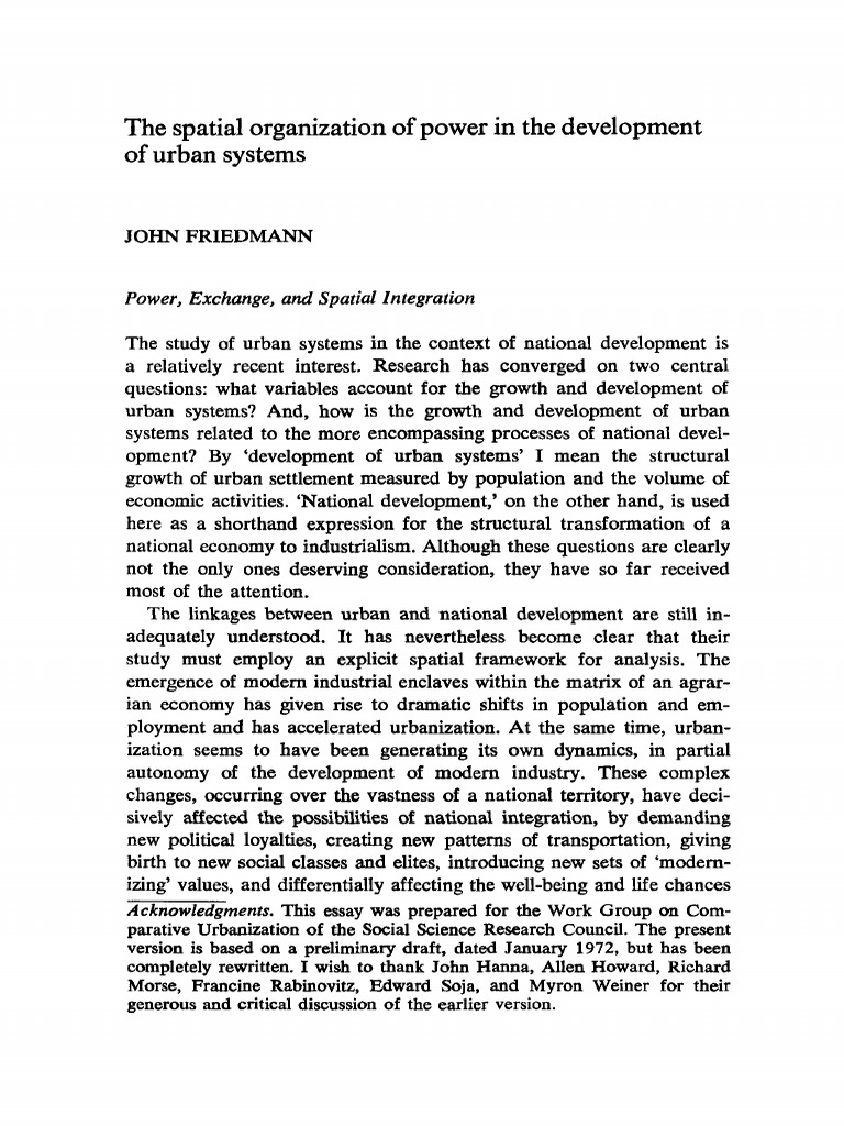 Friedmann - The Spatial Organization of Power in The Development of ...