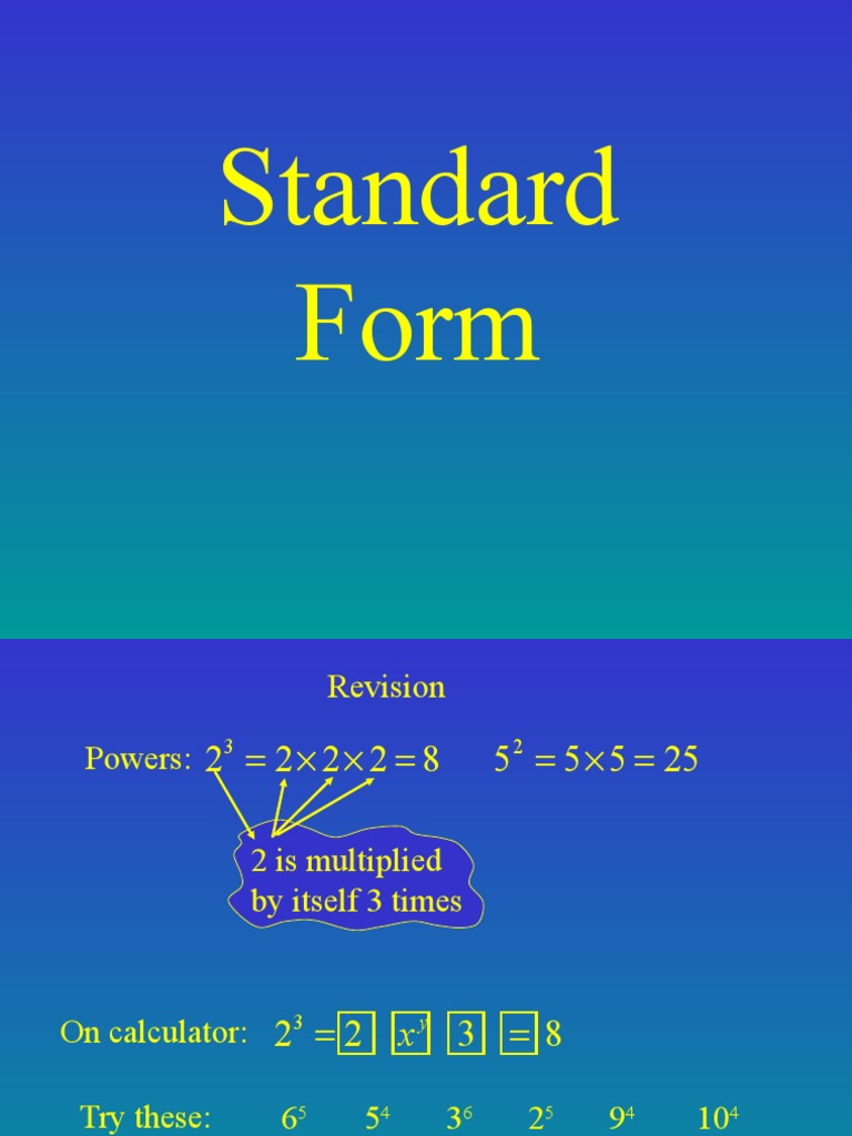 Standard Form and Powers Guide | PDF | Decimal | Arithmetic