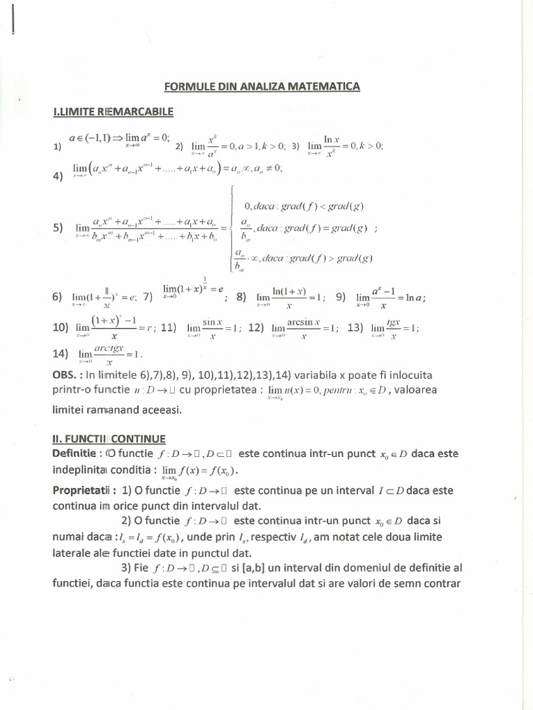 Formule Matematica Pentru Bac | PDF