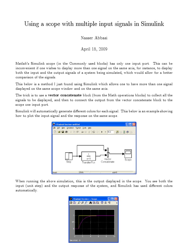 Display Multiple Signals in Simulink Scope | PDF