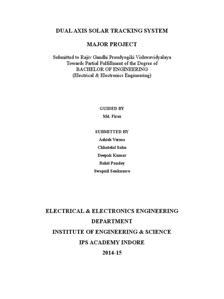 Dual Axis Solar Tracking System | PDF | Photovoltaics | Solar Cell