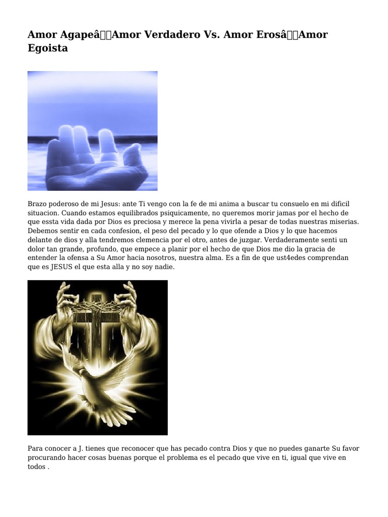 Amor Agape-Amor Verdadero vs. Amor Eros-Amor Egoista | PDF | Pecado | Amor