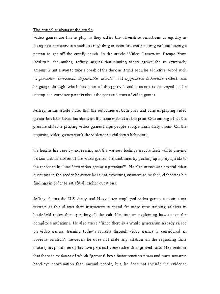 Elc 501 | PDF | Argument | Video Games