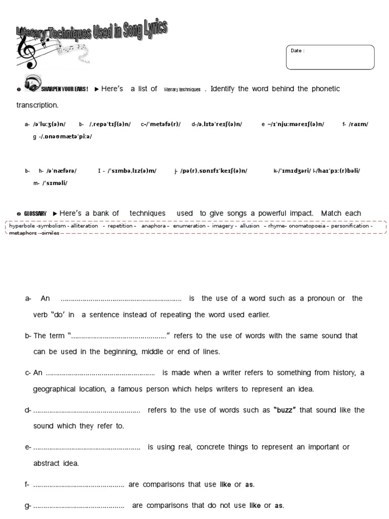 Literary Devices in Song Lyrics | PDF | Ellipsis