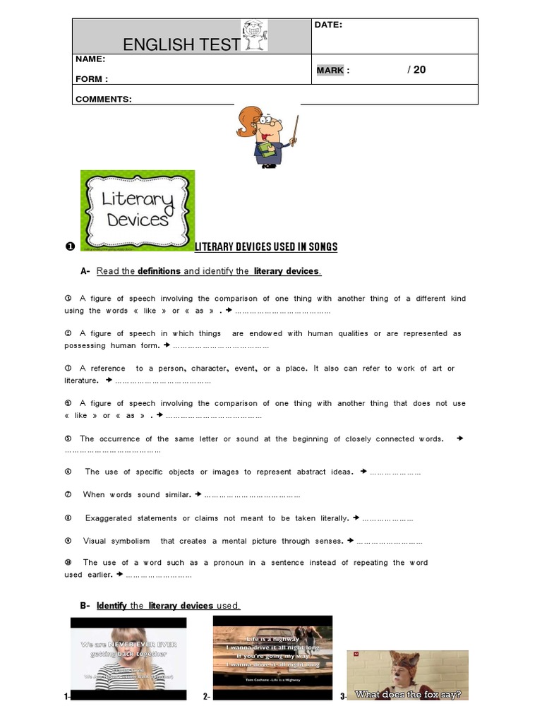 Test Literary Devices in Songs | PDF | Ellipsis