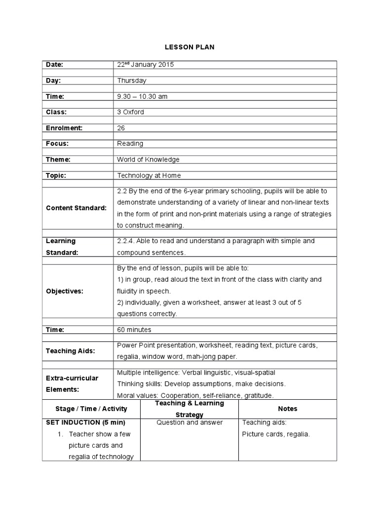 Year 3 KSSR Reading Lesson Plan | PDF | World Wide Web | Internet & Web