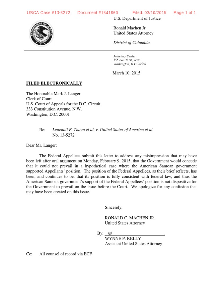 US, Post Argument Supplemental Letter | PDF