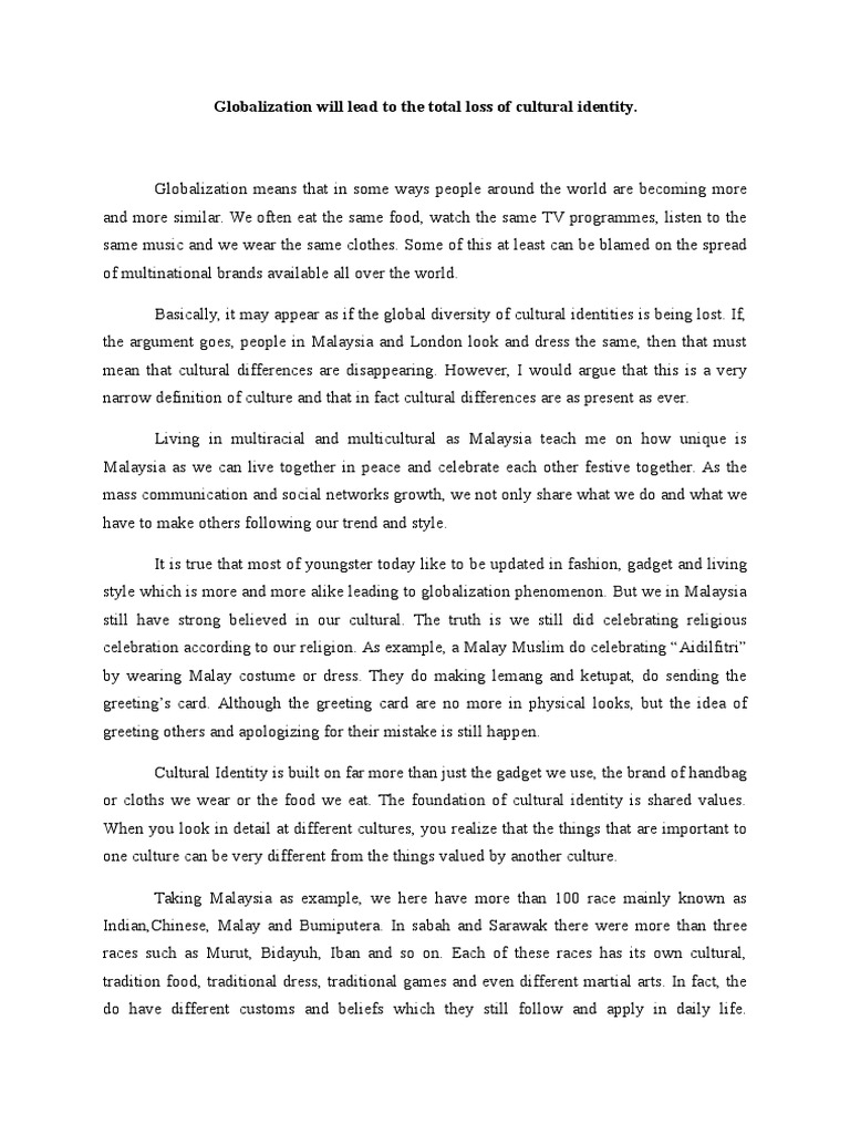 Globalization and Cultural Identity Loss | PDF | Malaysia ...