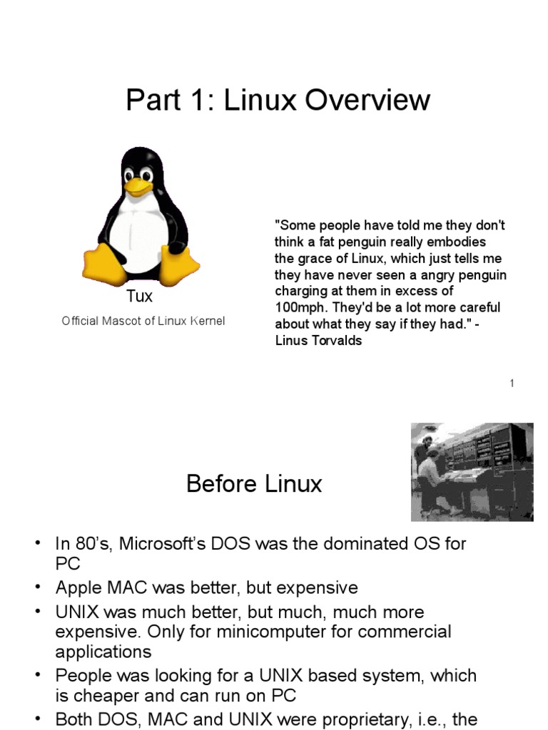 Part 1: Linux Overview: Official Mascot of Linux Kernel | PDF | Linux ...
