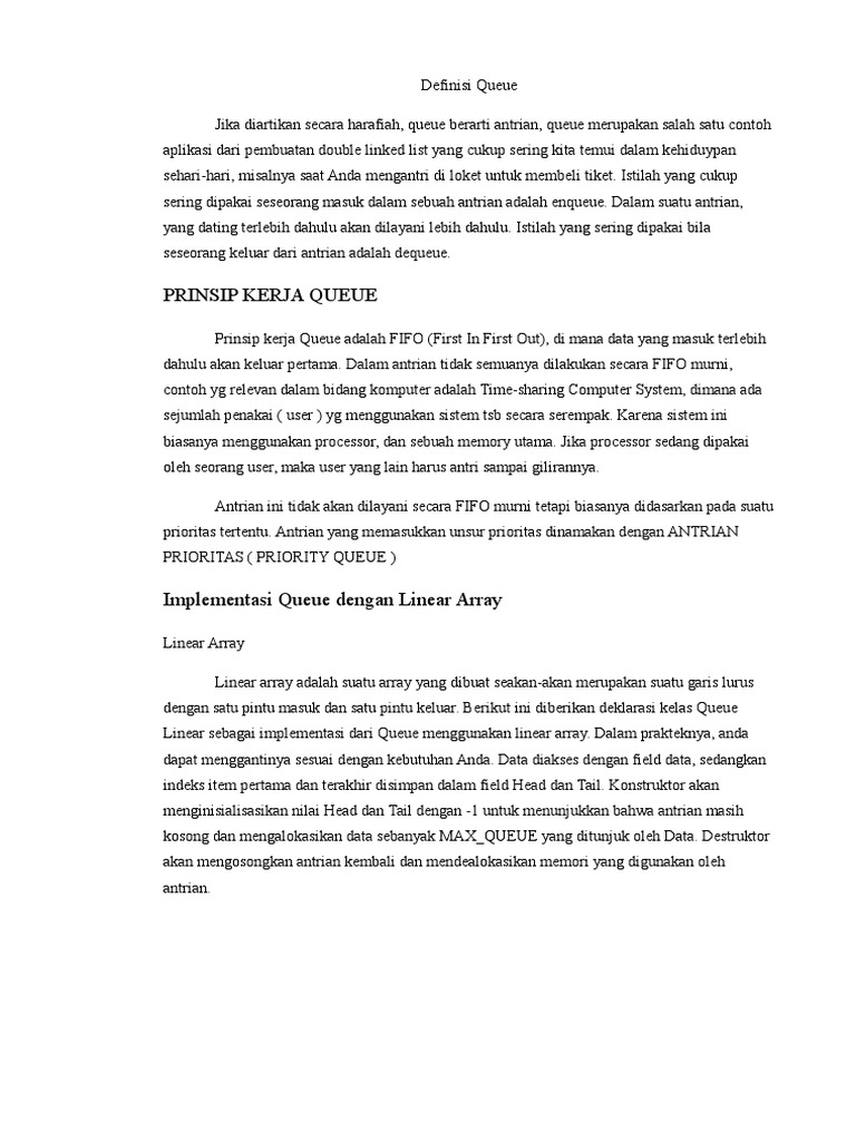 Konsep dan Implementasi Queue | PDF | Metode & Bahan Ajar | Komputer