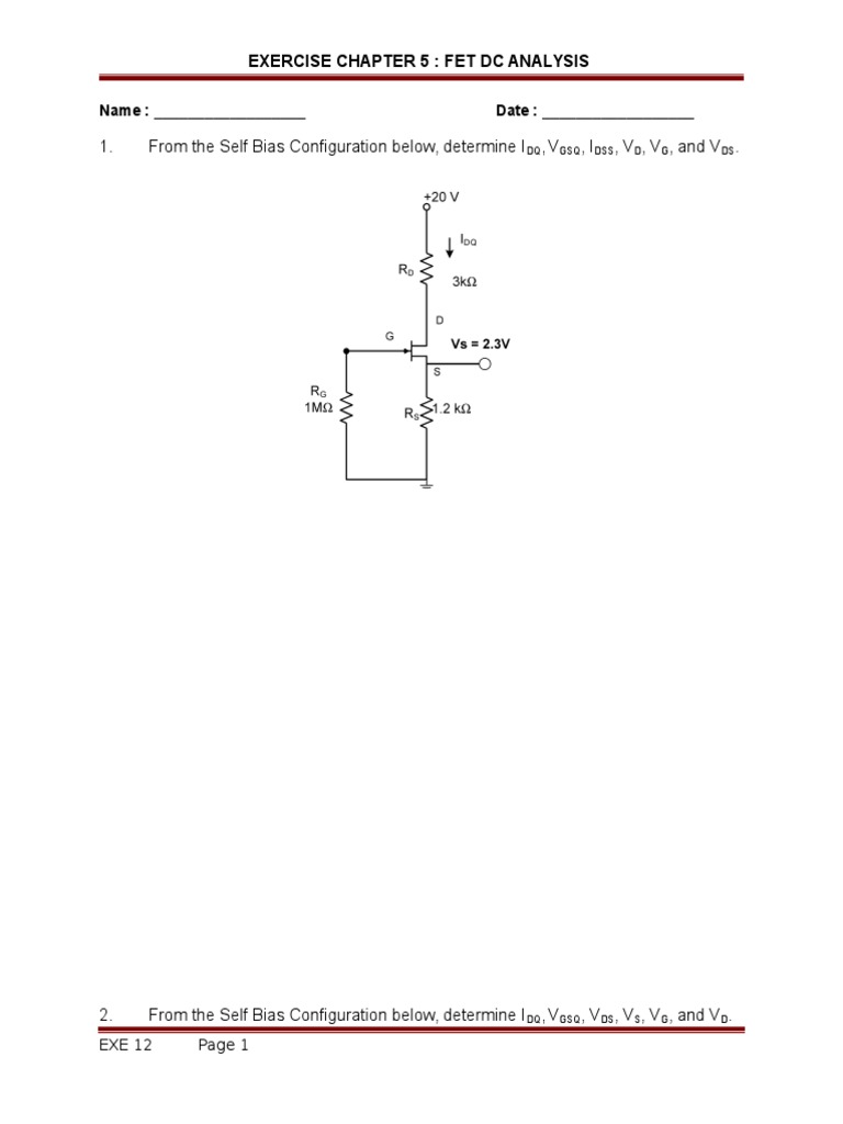 Ex 15 - Fet DC Analysis | PDF