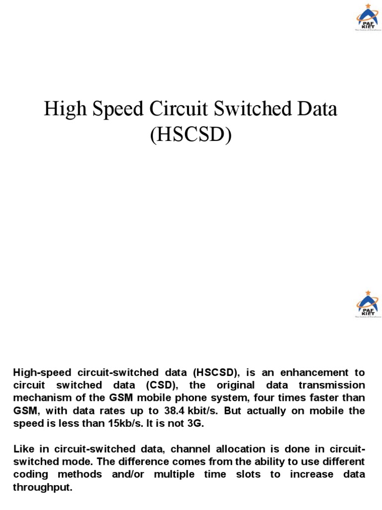 High Speed Circuit Switched Data (HSCSD) | Media Technology | Data ...