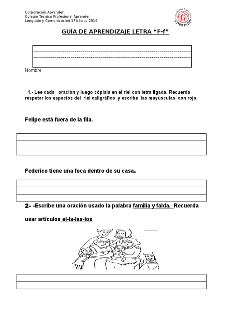 Guia de Aprendizaje Letra F-Fdocx1 | PDF