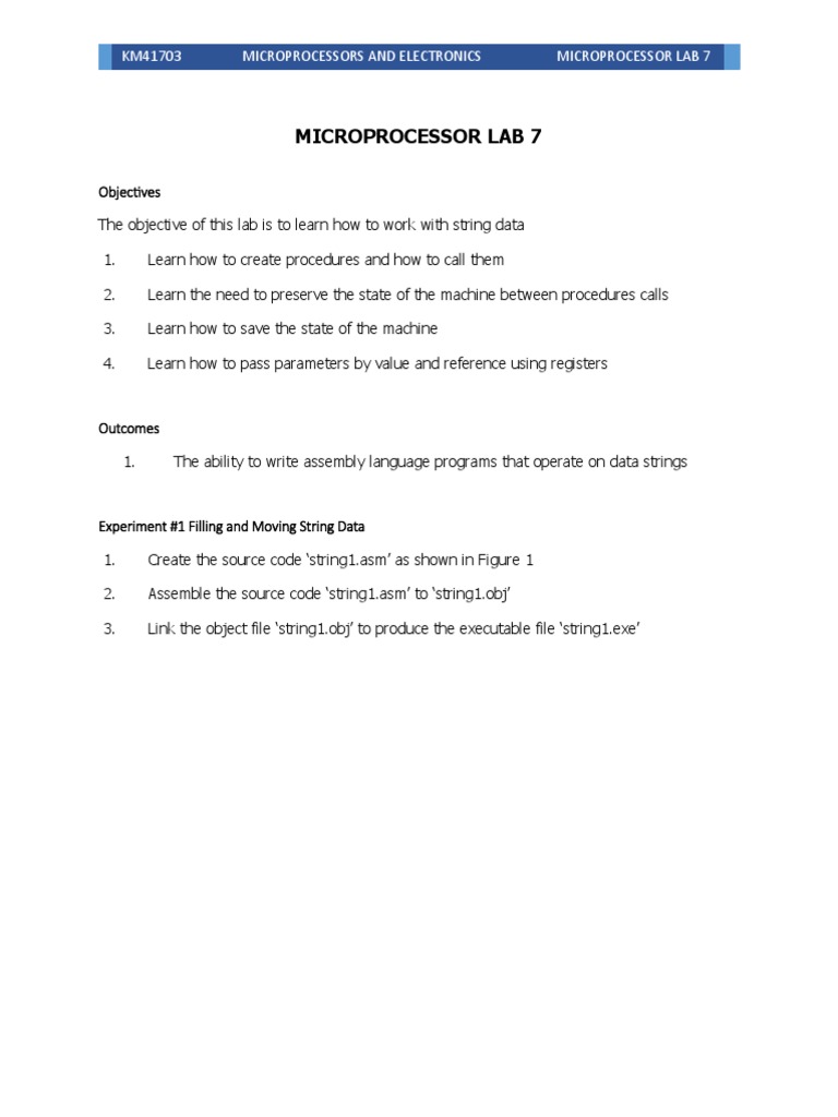 Microprocessor Lab 7 | PDF