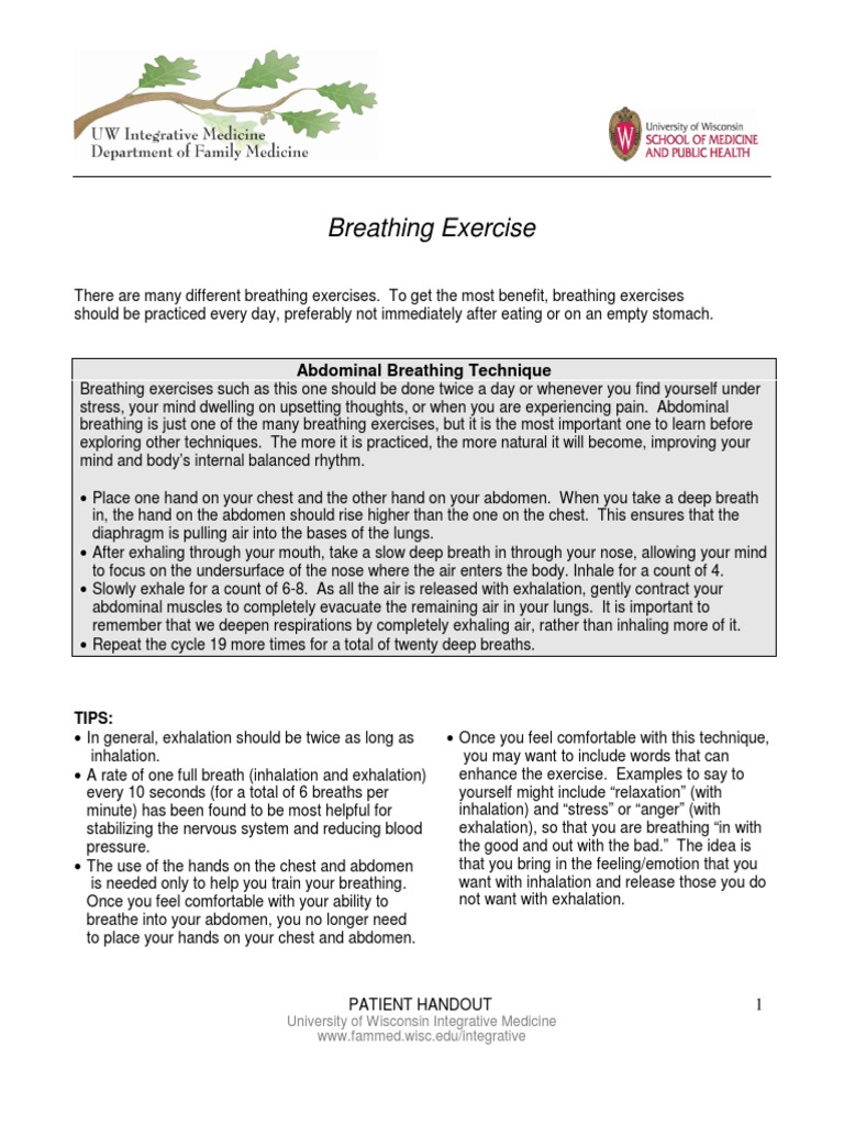 Breathing Exercise | PDF | Breathing | Medicine