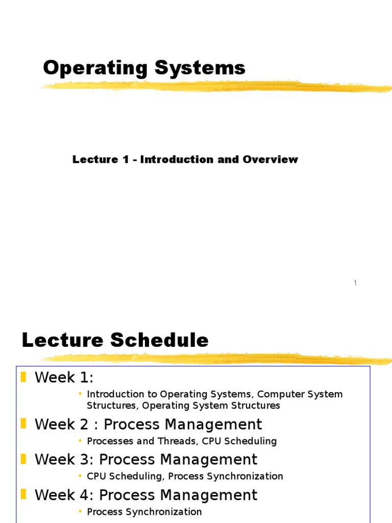 Operating Systems Lecture 1 Introduction And Overview Pdf Operating System Computer Program