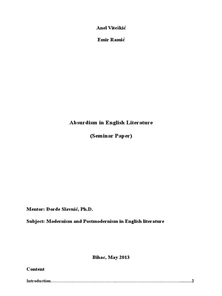 Absurdism in English Literature Overview | PDF